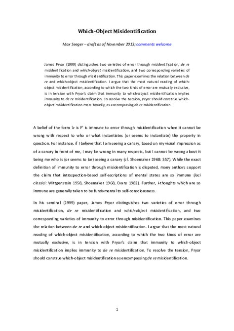 Pdf Which Object Misidentification