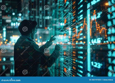 A Trader Analyzing Stock Market Indices On A Futuristic Holographic