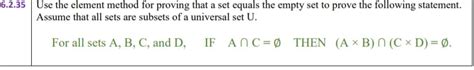solved 6 2 35 use the element method for proving that a set