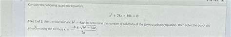 Solved Consider The Following Quadratic