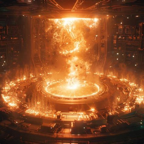 Artificial Minisun Fusion Reactor Powering City Premium Ai Generated