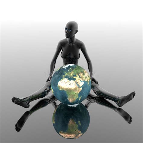 D Naked Girl With Earth Stock Illustration Illustration Of Nude