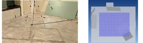 left photo showing measurement right simulation grid shown from top