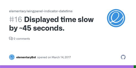 Displayed Time Slow By ~45 Seconds · Issue 16 · Elementarywingpanel