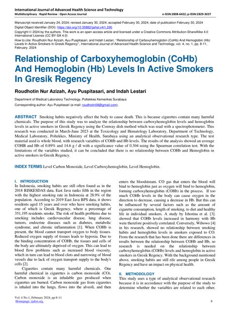 Pdf Relationship Of Carboxyhemoglobin Cohb And Hemoglobin Hb