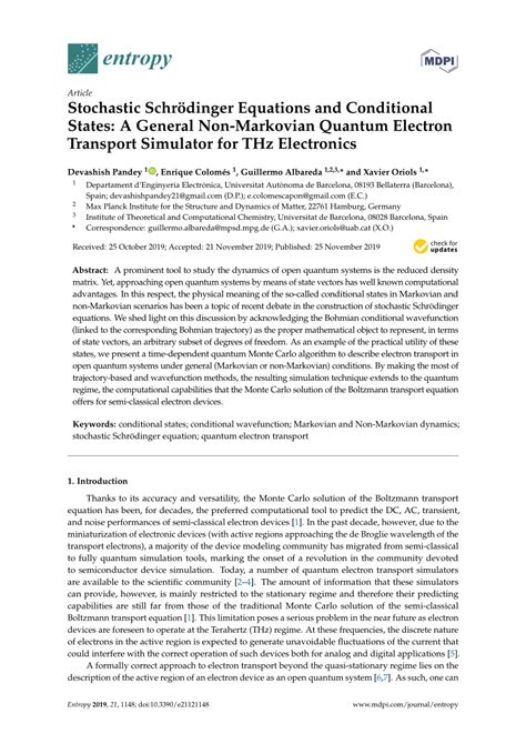 Pdf Stochastic Schrödinger Equations And Conditional States A General Non Markovian Quantum