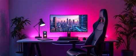 Gaming Setup Illuminated Ambience Immersive Experience Of Digital