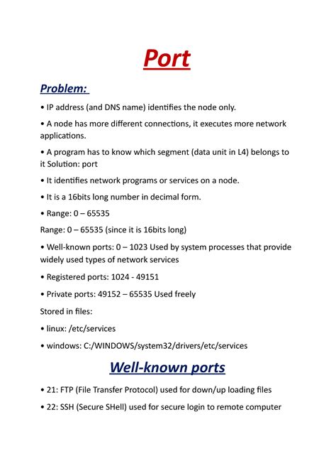 Port Port Port Problem IP Address And DNS Name Identifies The Node Only A Node Has More