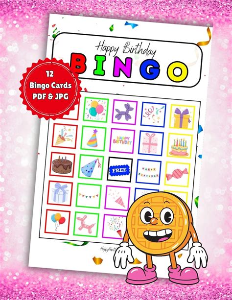 Happy Birthday Bingo Game Printable Party Activity Pdf And  Etsy