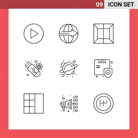 9 Vector Hd Png Images Set Of 9 Vector Outlines On Grid For Science Logistic Set Service Png