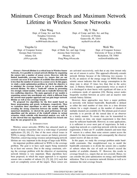 Pdf Minimum Coverage Breach And Maximum Network Lifetime In Wireless Sensor Networks