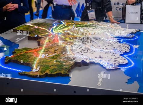 3d Architectural Model Of Landscape Map With Aircraft Routing At