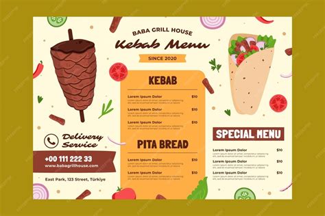 Premium Vector Kebab Menu Design Template