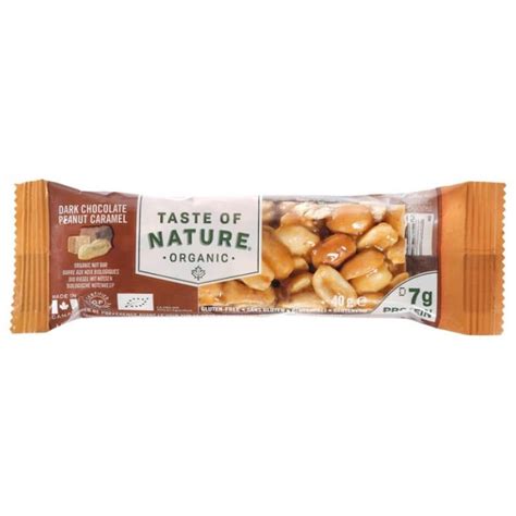 Taste Of Nature Dark Chocolate Caramel Peanut Bar Organic 40g