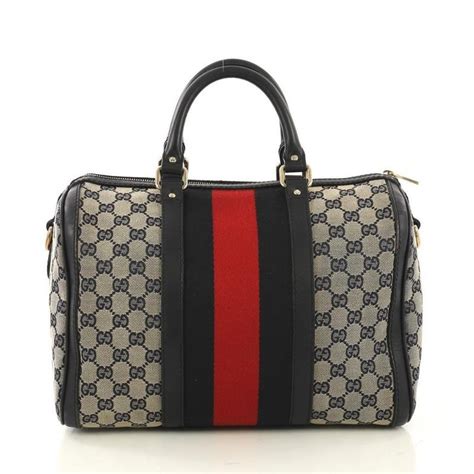 Gucci Vintage Web Boston Bag Gg Canvas Medium At 1stdibs
