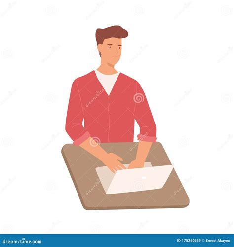 Smiling Programmer Coder Businessman It Worker Specialist Holding