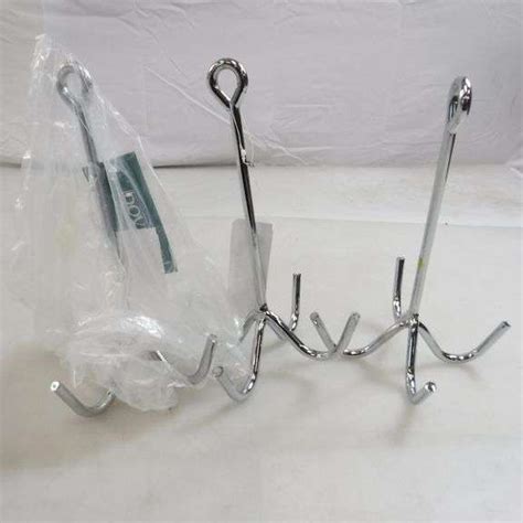 Lot Of 3 Dover Saddlery Four Prong Chrome Metal Tack Hook Dutch Goat