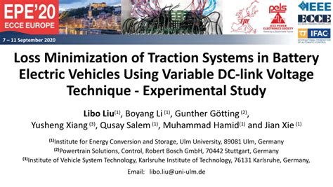 Pdf Loss Minimization Of Traction Systems In Battery Electric Vehicles Using Variable Dc Link