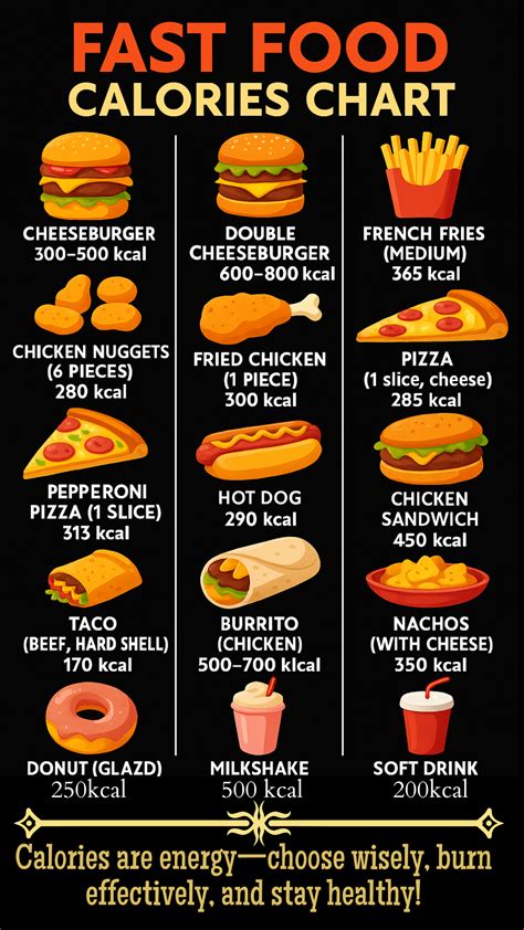 Fast Food Calories Chart Know Your Calories Before You Eat