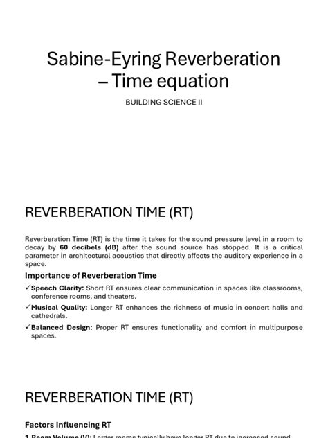 Sabine Eyring Reverberation Time Equation Pdf Sound Acoustics