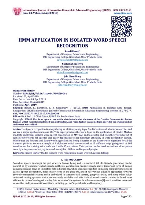Hmm Application In Isolated Word Speech Recognition Pdf