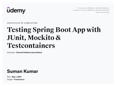 Java Springboot Junit Mockito Testcontainers Unittesting Udemy
