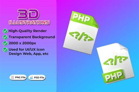 Premium PSD PHP File Type D Rendering On Transparent Background Ui UX Icon Design Web And App