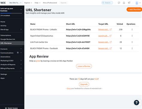 Url Shortener Wix App Market