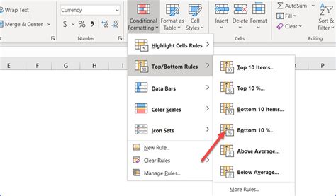 how to highlight the bottom 10 items excelnotes