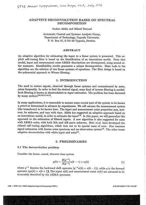 Pdf Adaptive Deconvolution Based On Spectral Decomposition