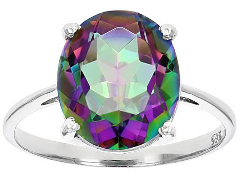 Mystic Quartz Rhodium Over Sterling Silver Ring 405ct Dok3375 Jtv