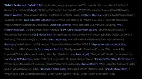 Webkit Features In Safari 160 Webkit