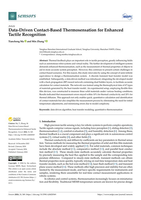 Pdf Data Driven Contact Based Thermosensation For Enhanced Tactile