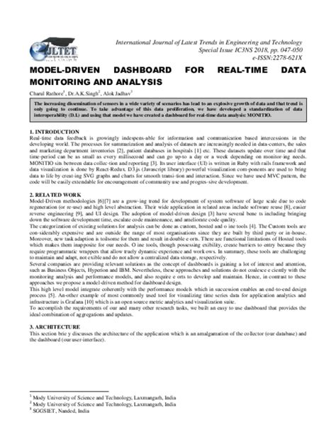 pdf model driven dashboard for real time data monitoring and analysis