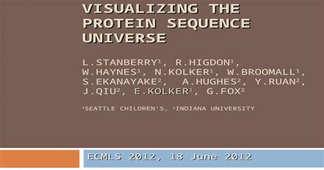 Ppt Visualizing The Protein Sequence Universe E Kolker 1 Visualizing The Protein Sequence