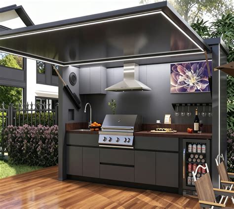 Modular Aluminum Alloy Outdoor Kitchen Shed Weatherproof Outdoor Bbq
