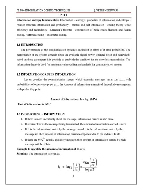 Information Entropy Fundamentals Pdf Data Compression Information
