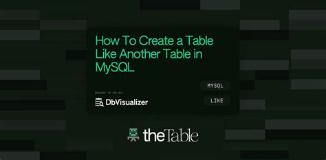 How To Create A Table Like Another Table In Mysql The Table Sql
