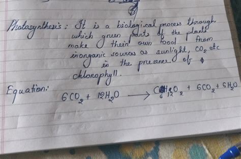 38 A B What Is Photosynthesis Write Its Equation Mention The