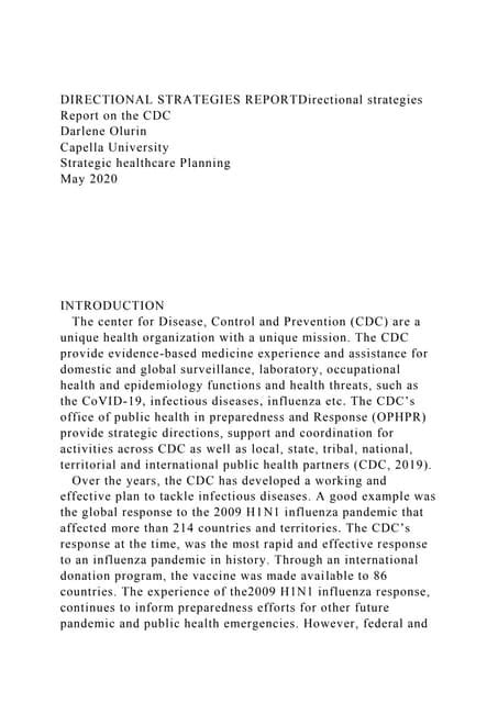 Directional Strategies Reportdirectional Strategies Report On The Docx