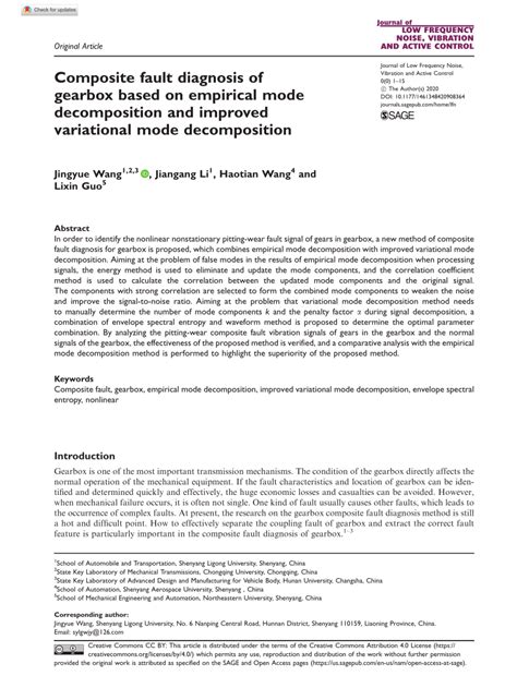 Pdf Composite Fault Diagnosis Of Gearbox Based On Empirical Mode