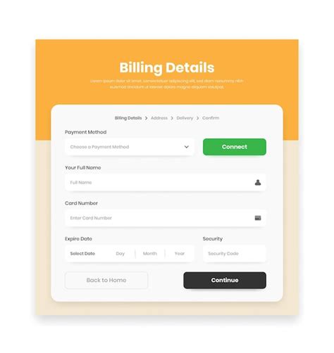 Premium Vector Billing Form And Add Payment Web User Interface Design Template