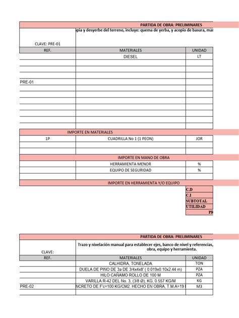 Precios Unitarios Editado Pdf Ingeniería De Edificación Componentes
