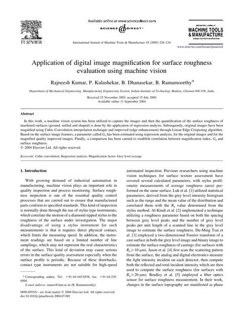 Pdf Application Of Digital Image Magnification For Surface Roughness Evaluation Using Machine