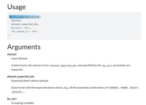 General Issue Update `datasetexpectedobs` Arg In `deriveexpectedrecords` And `derivelocf