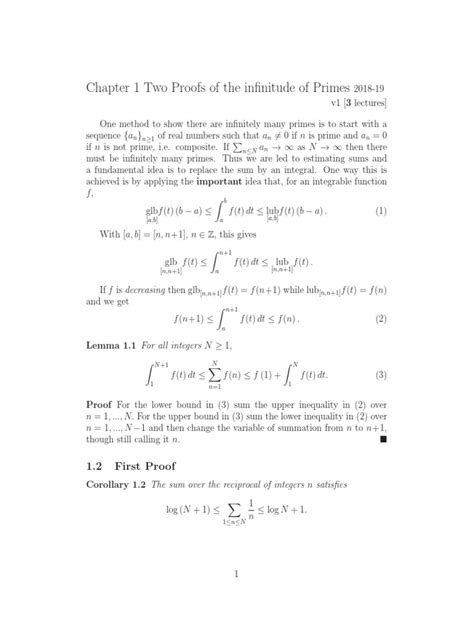 Notes 1 2018 19 Infinitely Many Primes Pdf Prime Number Series Mathematics