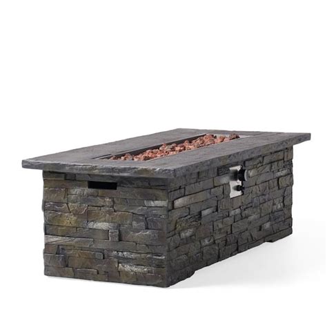 Tenleaf 56 In Stone Gray Outdoor 50000 Btu Rectangular Mgo Concrete