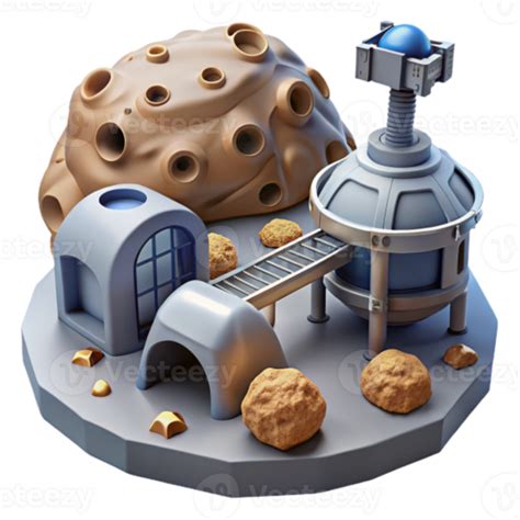 Asteroid Mining Colony Illustration Futuristic Space Station And Resource Extraction 55551033 Png