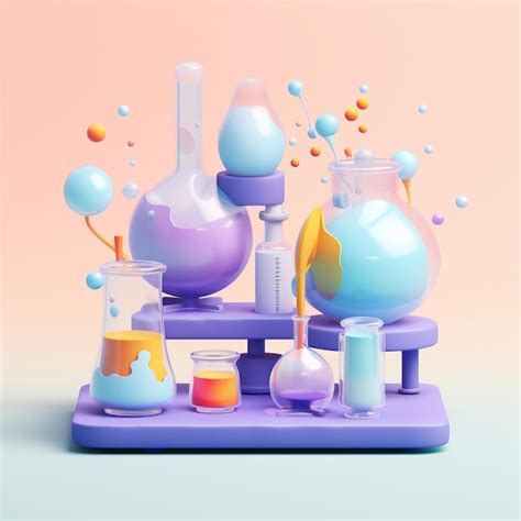 만화 과학 실험 키트 3d 프리미엄 사진