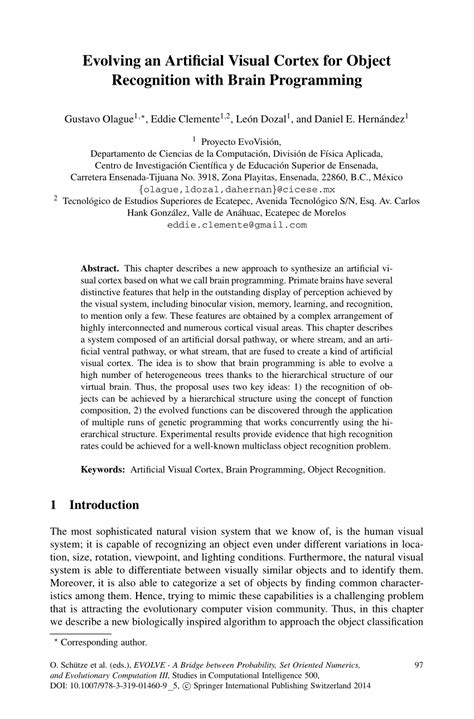 Pdf Evolving An Artificial Visual Cortex For Object Recognition With Brain Programming